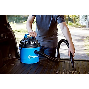 Vacmaster Portable Wall Mountable Wet/Dry Vac, 2.5 Gallon, 2 HP 1-1/4" Hose (VOM205P), Blue