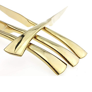 Uniturck Steak Knives 18/10 Heavy-Duty Stainless Steel Steak Knife Set of 6 for Chefs Commercial Kitchen - Great For BBQ Weddings - Dinners - Parties All Homes & Kitchens (Mirror Polished Gold)