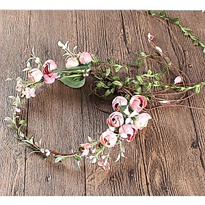Floral Fall Adjustable Bridal Flower Garland Headband Flower Crown Hair Wreath Halo F-83 (A)