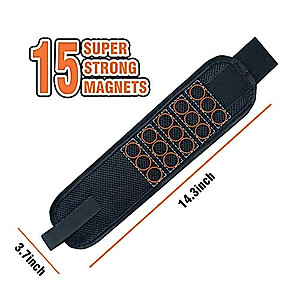 Magnetic Wristband with 15 Strong Magnets for Holding Screws, Nails, Drill Bits, Unique Cool Tool Christmas Birthday Gifts Gadgets for Men, DIY Handyman, Father/Dad, Husband, Boyfriend, Him, Women