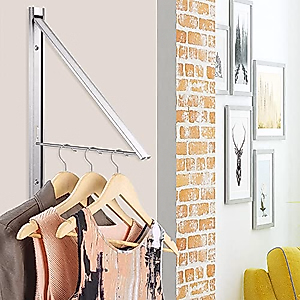 kuaguan Laundry Racks for Drying Clothes Drying Rack,Folding Drying Rack, Wall Mounted Clothes Hanger Rack Drying Rack Clothing Folding Indoor and Outdoor (Silver)