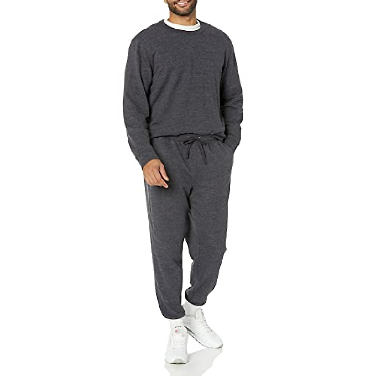 Amazon Essentials Men's Lightweight French Terry Jogger Pant (Available in Big & Tall), Charcoal Heather, Large