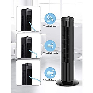 Mainstay 28” Black Tower Fan Model FZ10-19MB for Space Saving Slim Design Saves Energy (Renewed) (Black)