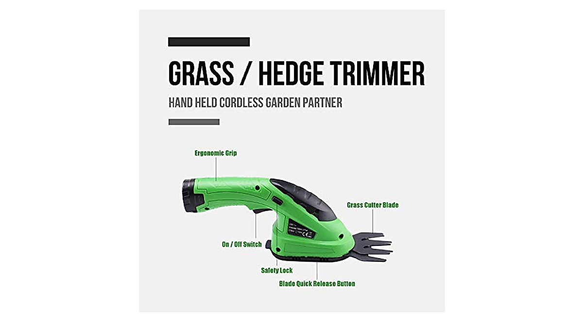 Lichamp 2-in-1 Electric Grass Shear & Hedge Trimmer - Cordless ...