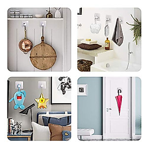 Tidysun Adhesive Hooks Heavy Duty , Waterproof Robe Hangers Towel Hooks Stick on Wall Hooks for Bathroom Kitchen Home Doors Closet 4Packs (Silver)