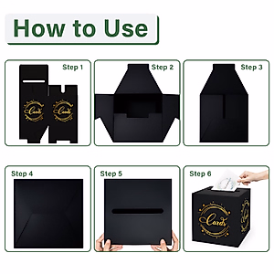 LIKAJON 1 Pack Black and Gold Foil Card Box for Party, 8.7" Black Gift Card Box Money Box for Birthday, Wedding, Baby Shower, Retirement, Anniversary, Bridal Shower, Raffle Ticket