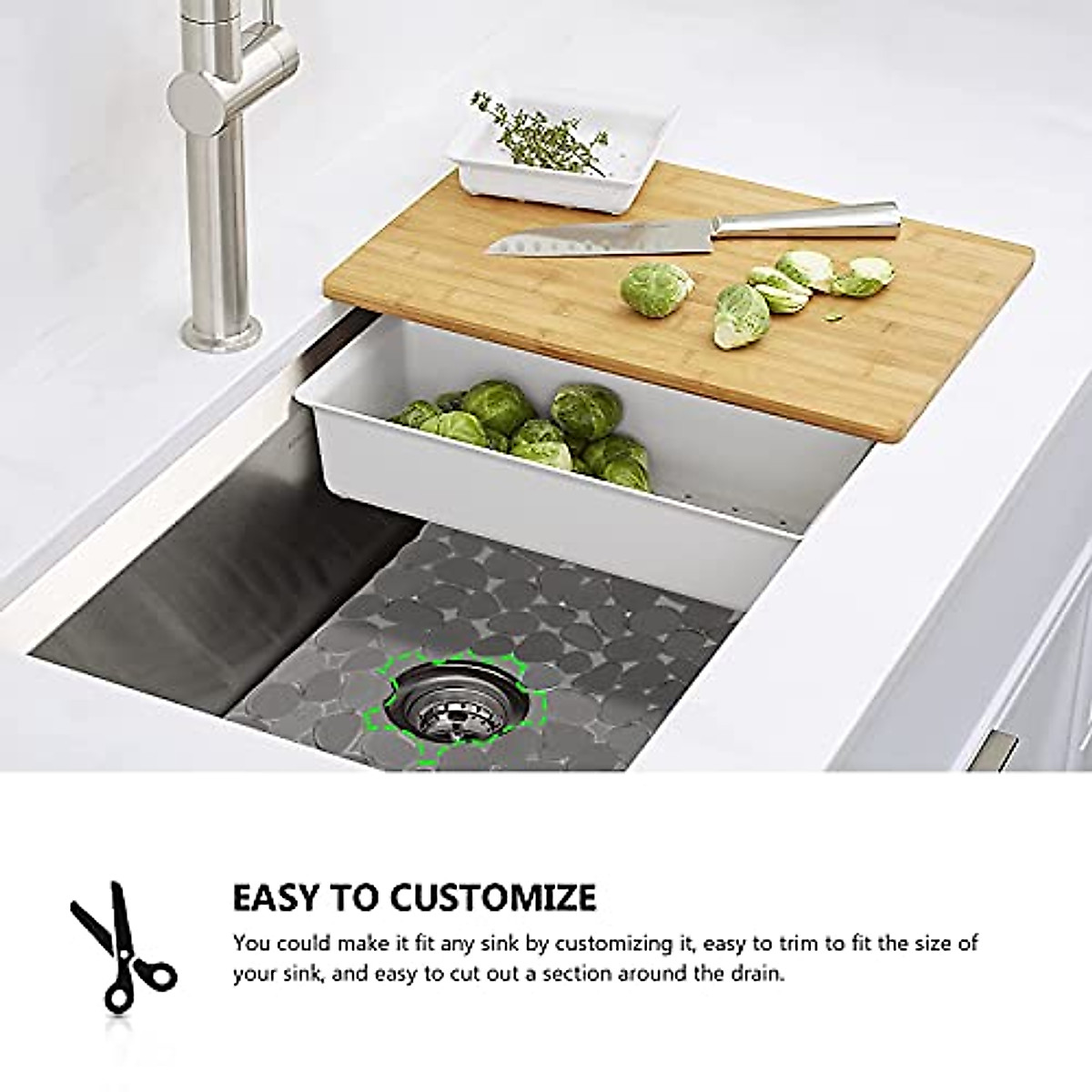OTHWAY 2Pcs Kitchen Sink Mats, 15.8" x12" Scratch Free Sink Protector for Stainless Steel/Porcelain Sink, Pebble Design Quick Drain Dish Drying Mat, a Nice Touch for Your Kitchen