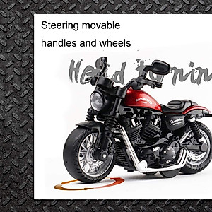 Gilumza Pull Back Motorcycle Toys, Tiny Gift with Music Lighting, Retro Motorcycles Toy for Boys Kids Age 3-12 Year Old (Orange)