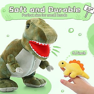 Muiteiur Dinosaur Stuffed Animals Soft Plush 19.6 inch Dinosaur Stuffed with 5 Cute Babies T-Rex Zippered Belly Dinosaur Gift Set for Kids Girl Boy
