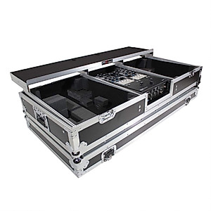ProX XS-TMC1012WLTFBTL Flight Case+Shelf+Wheels for (2) Turntables+10"/12" Mixers