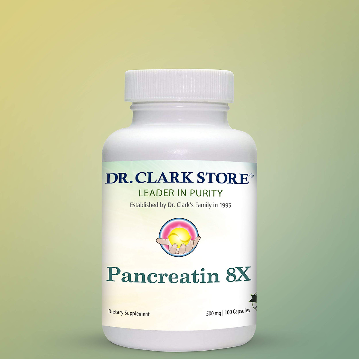 Dr. Clark Pancreatin 8X Enzyme Supplement 500mg | Several Digestive Aids Formulas Promotes Proteins, Fat | Carbohydrates Healthy Supports Optimal Digestion - 100 Gelatin Capsules