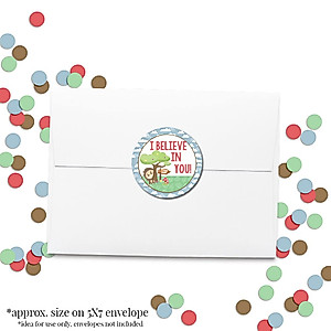 I Believe in You Bigfoot Appreciation & Encouragement Sticker Labels, 40 2" Party Circle Stickers by AmandaCreation, Great for Teachers, Co Workers, Employees and Anyone Who Needs to Feel Appreciated