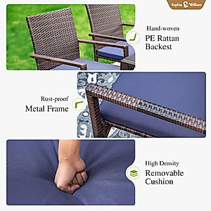 Sophia & William Patio Chairs Set of 2, 2 Pcs All-Weather Rattan Outdoor Dining Chairs, Lightweight Wicker Dining Chairs with Seat Cushions