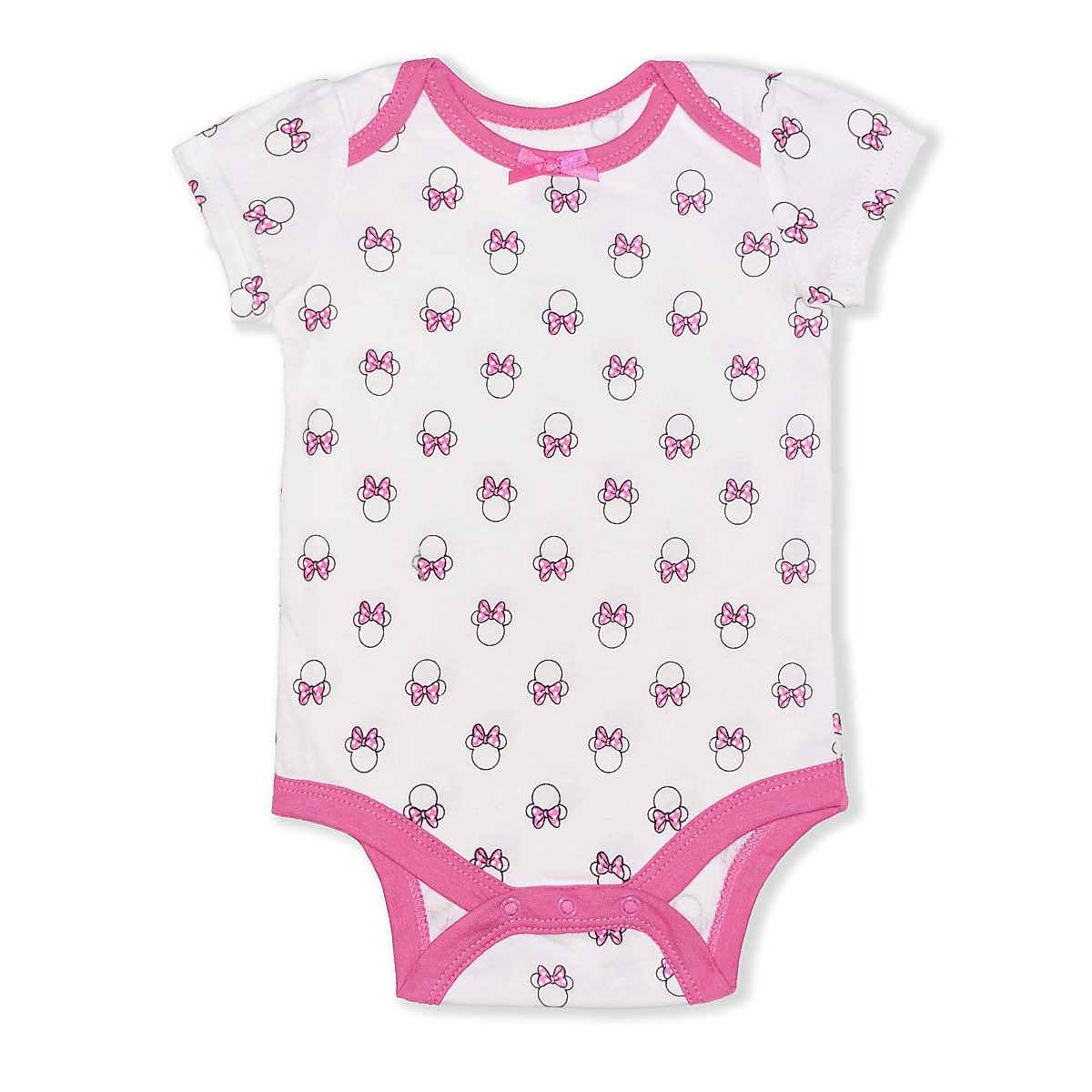 Disney Minnie Mouse Baby Girls’ Bodysuit 4 Pack with 0-12 Milestone Stickers Pack for Newborn and Infant