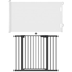 Cumbor 36" Extra Tall, 29.7"- 46" Width Baby Gate for Dogs and Kids & Cumbor 33" Tall, 0"-55" Width Retractable Baby Gate for House, Stairs, Doorways