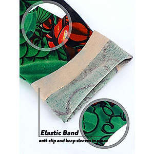 Boao 10 Pairs Men's Cooling Arm Sleeves Long Fingerless Arm Cover Anti Slip UV Protection Sun Sports Temporary Tattoo Arm Sleeves (Delicate Pattern)