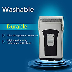 Electric Shavers for Men, Mens Beard Electric Shaver, Cordless Metal Double Shaver, Wet Dry Trimming Mini Travel Beard Home Washable Razor