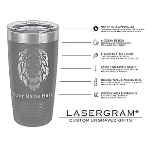 LaserGram 20oz Vacuum Insulated Tumbler Mug, Alligator, Personalized Engraving Included (Gray)