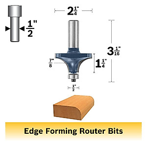 BOSCH 85432M 7/8 In. x 1-1/8 In. Carbide Tipped Roundover Bit , Gray