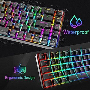 SELORSS T8 Pro 60% Wired Mechanical Gaming Keyboard,18 Chroma RGB Backlight,Compact 68 Full Anti-ghosting Keys,Replaceable USB C Cable&DIY keycaps,Tactile Switch for Gamer/Typist/PC/Win/Mac(Blue)