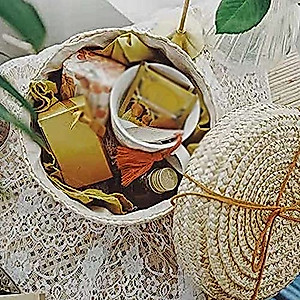 UXZDX Handmade Straw Woven Snack Storage Basket with Lid Storage Box Laundry Basket Rattan Flower Basket