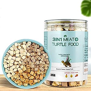 BNYEE 3 in 1 Meat Turtle Food - Chicken & Duck & Fish Meat Natural Freeze Dried Human-Grade Turtle Treats