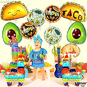 KatchOn, Fiesta Balloons for Fiesta Party Decorations - Giant 39 Inch, Pack of 10 | Llama Balloons, Taco Balloons for Mexican Party Decorations | Taco Party Decorations | Cinco De Mayo Decorations