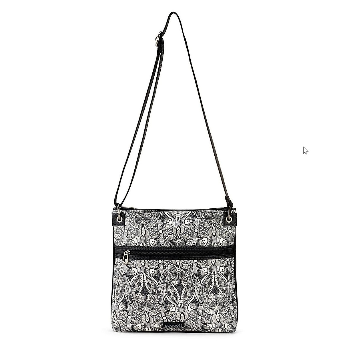 Sakroots Artist Circle Flat Crossbody, Black White Soulful Dove