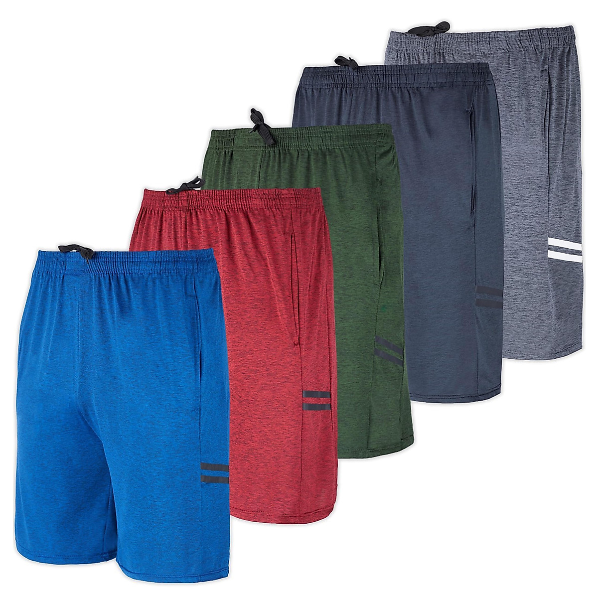 Real Essentials Dry Fit Dri-Fit Big Boys Girls Youth Clothing Active Athletic Performance Basketball Soccer Tennis Exercise Summer Activewear Gym Teen Running Shorts Set 9, L (12/14), Pack of 5