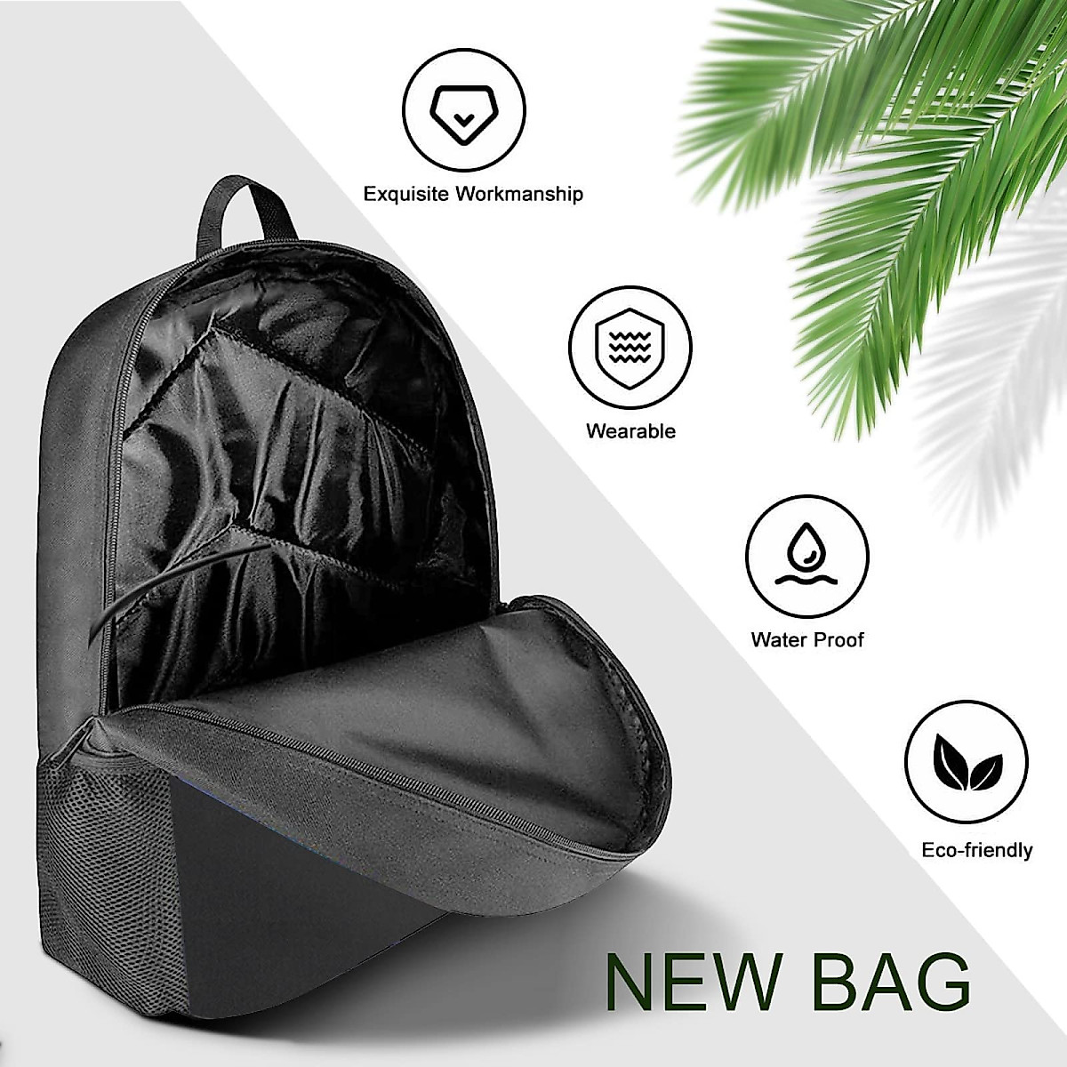 2 PCS Anime Backpack and Black Lunch Bag, Casual Laptop Bag with Adjustable Shoulder Strap Comfortable Shoulders Bookbag