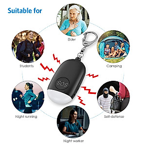 [Upgraded New Version] AMIR Safe Sound Personal Alarm - 130dB Emergency Alarm Keychain with LED Flashlight, Security Personal Protection Devices for Women, Girls, Kids and Elderly(2 Pack-Black&White)