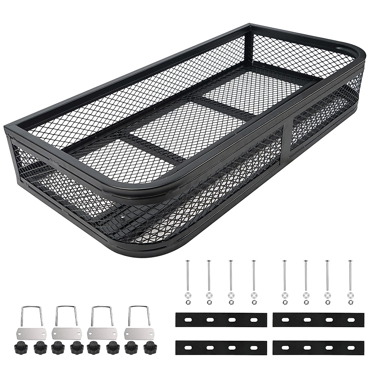ORCISH Heavy Duty ATV Front Cargo Basket, 17" W x 36" L x 6" H Racks and Baskets with Steel Mesh Surface, Include Mounting Kit, ATV Storage Cargo Box Attachments for Luggage Carrier