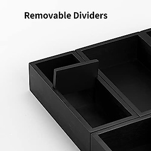 Oyydecor Bamboo Drawer Organizer Storage Box Set, 5-Piece Multi-Use Junk Drawer Organizer for Kitchen, Bathroom, Office Desk, Dresser, Makeup, Vanity (Black)