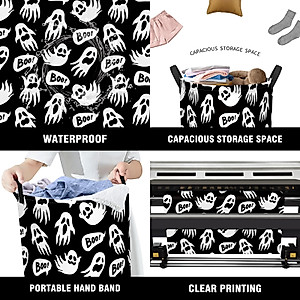 Halloween Boo Ghosts Laundry Hamper,laundry Basket,Waterproof Storage Bin for Bedroom,Clothes Organizer Basket,Toys and Blankets in Bathroom
