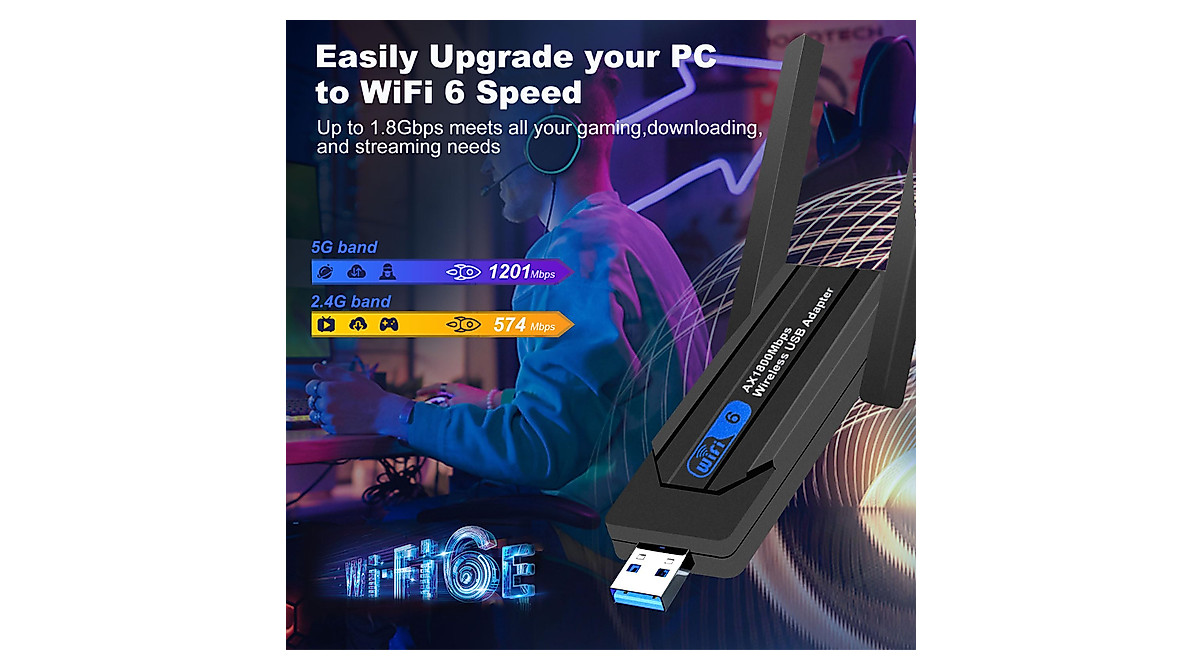 AX1800 WiFi 6 USB Adapter for Desktop PC – Fast Dual Band WiFi