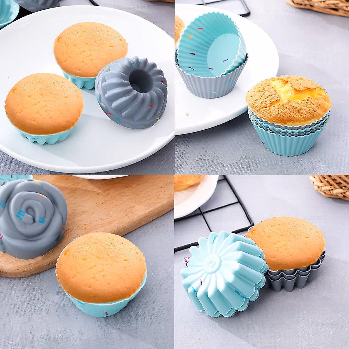 30pcs Nonstick Silicone Bakeware Set With Baking Pan, Silicone Cake Molds, Baking Sheet, Donut Pan, Silicone Muffin Pan,Cake Pan, And 24 Pack Silicone Cupcake Mold Baking Cups