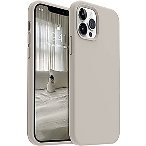 AOTESIER Shockproof Designed for iPhone 12 Pro Max Case, Liquid Silicone Phone Case with [Soft Anti-Scratch Microfiber Lining] Drop Protection 6.7 inch Slim Thin Cover, Stone