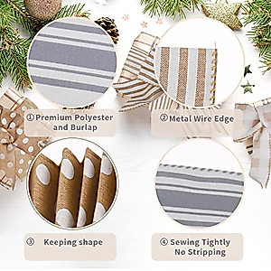 MuRealy Wired Ribbons - Polyester Buffalo Plaid, Stripes, Dot, and One Burlap, Metal Wired Edge 2.5 inch Ribbons, 6 Rolls 30 Yards, Decorative Ribbons for Christmas, Parties, Gifts and Big Bow