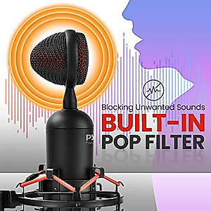 PyleUSA USB Cardioid Condenser Microphone - Audio Mic w/USB Cable, Built-in Pop Filter, Adjustable Desktop Stand - for Gaming PS4, Streaming, Podcasting, Studio, YouTube - PDMIUSB75
