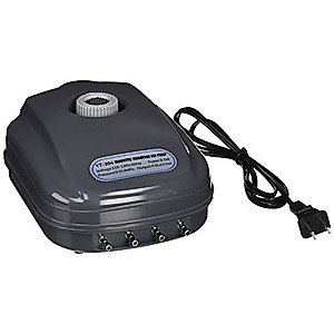 SUN YT-304 18 LPM Aquarium Air Pump with 4 Outlets, 8.5W, 120 Gallon Grey