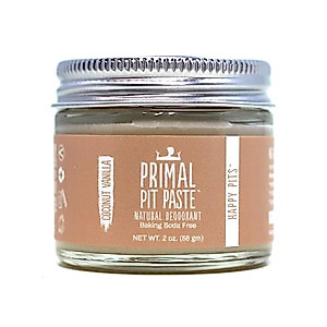 Primal Pit Paste Natural Aluminum-Free Deodorant, Baking Soda-Free, Coconut Vanilla (1-Pack) | Sensitive Skin Friendly, Effective Odor Control for Women & Men, Organic Ingredients and Essential Oils
