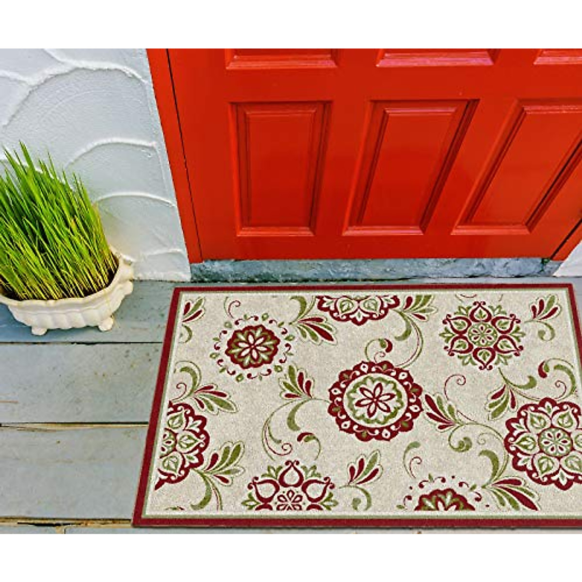 Brumlow MILLS Samara Home Indoor Area Rug with Traditional Floral Print Pattern for Living Room Decor, Dining Room, Kitchen Rug, or Bedroom Carpet, 30" x 46", Red