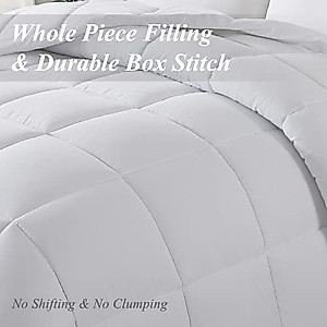 ELNIDO QUEEN Twin Comforter Duvet Insert - White Comforters Twin Size - All Season Fluffy Lightweight Down Alternative Comforter - Bedding Quilted Comforter - Twin Size(64×88 Inch)