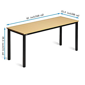 Decoholic Modern Computer Desk 63 Inch Large Workstation Office Desk Computer Table Study Writing Desk for Office Home, Industrial Style,Oak Board Black Leg
