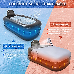 INFLATOAST Portable Bathtub Adult,Ice Bath Tub For Athletes,Inflatable Bathtub Including Air Pump,Easy To Inflate＆Drainage,Cold Plunge Tub,Portable Tub For Home SPA,Hot Bath＆Ice Bath (dark grey)