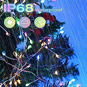 Fairy Lights Plug in with Remote, 8 Modes Timer 9.8 Feet 200 LEDs Twinkle Lights, Waterproof Firecracker Starry String Lights for Bedroom, Mini Led Cluster Firefly Lights for Camping Vases Multicolor