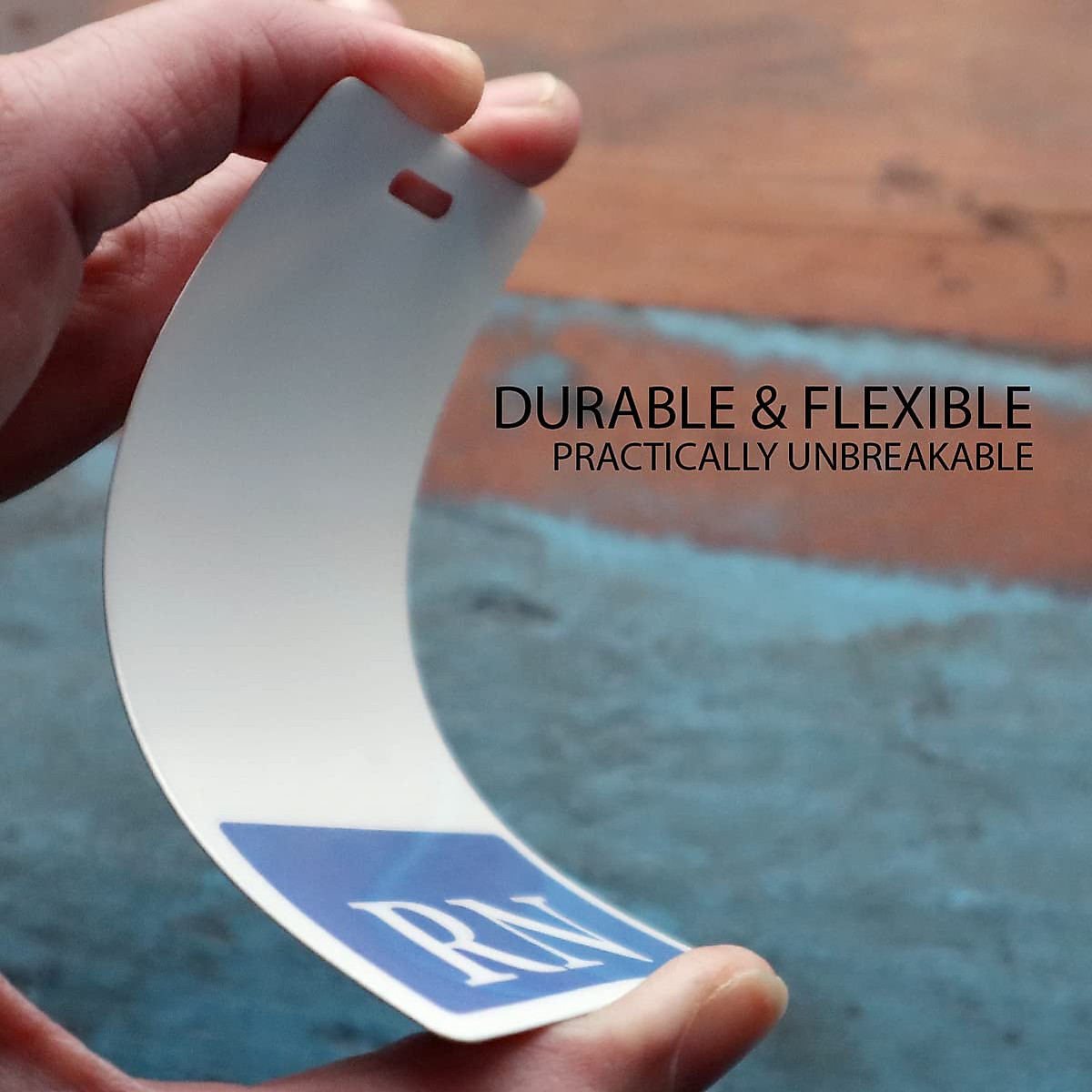 RN Badge Buddy - Vertical - Heavy Duty Spill Proof & Tear Resistant Cards - Double Sided- Quick Role Identifier ID Buddies for Registered Nurse - Printed in The USA by Specialist ID (Blue)