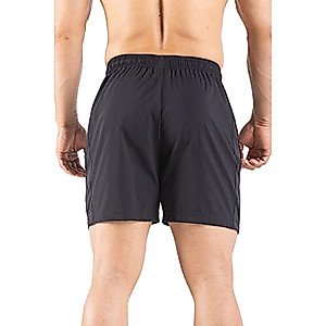 Gaglg Men's 5" Running Shorts 2 Pack Quick Dry Athletic Workout Gym Shorts with Zipper Pockets Black/Black,Large