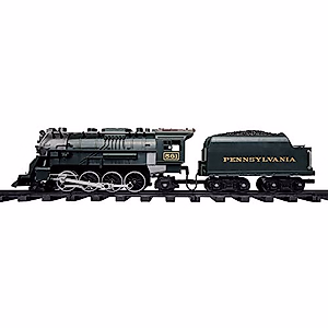 Lionel Battery-Operated Pennsylvania Flyer Freight Toy Train Set with Locomotive, Train Cars, Track & Remote with Authentic Train Sounds, & Lights for Kids 4+