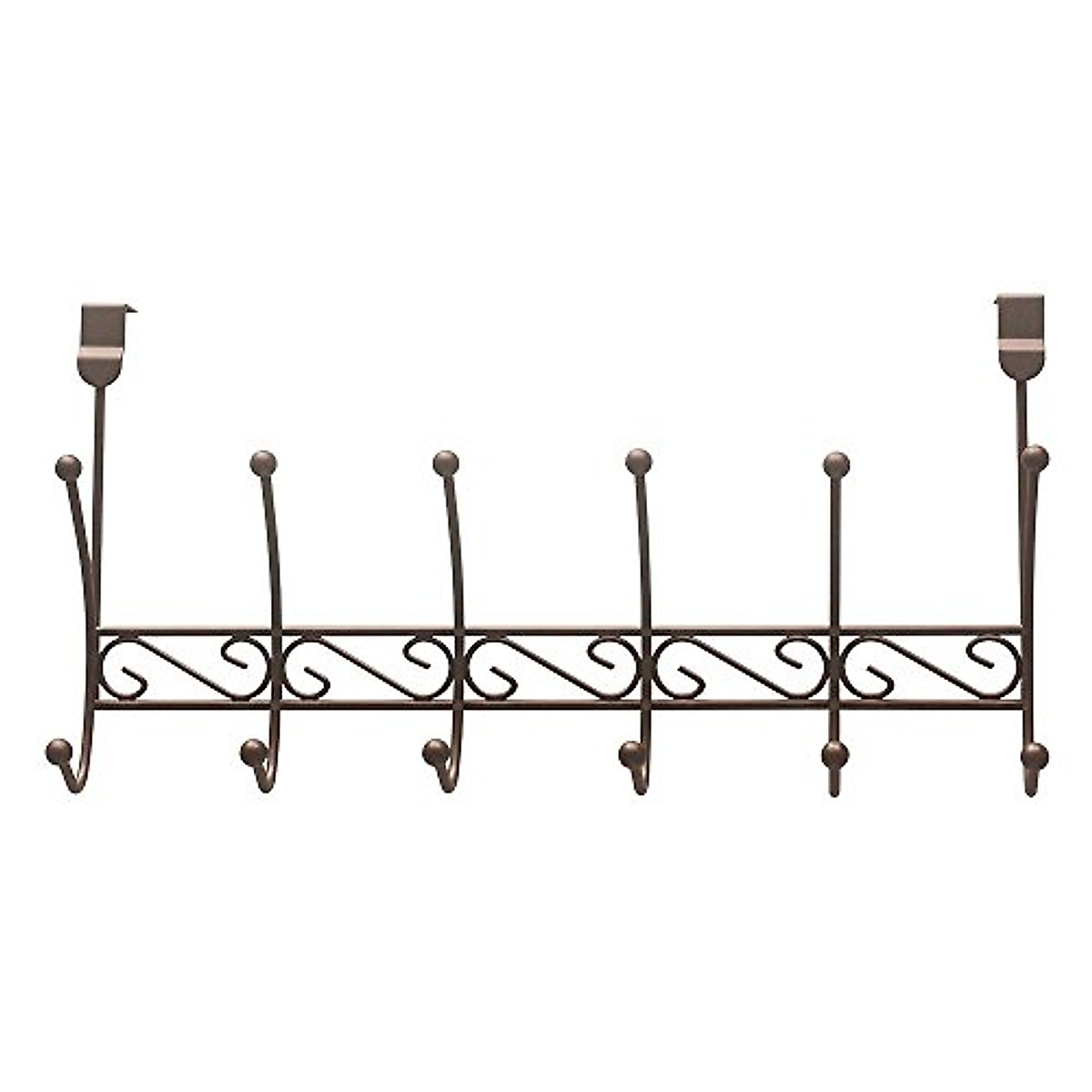 Home Basics Over The Door Hanger Hook, Heavy Duty Organizer Hooks Hanger, 6 Hooks Rack for Heavy Coat, Big Bags, Towel, Robe, Bronze